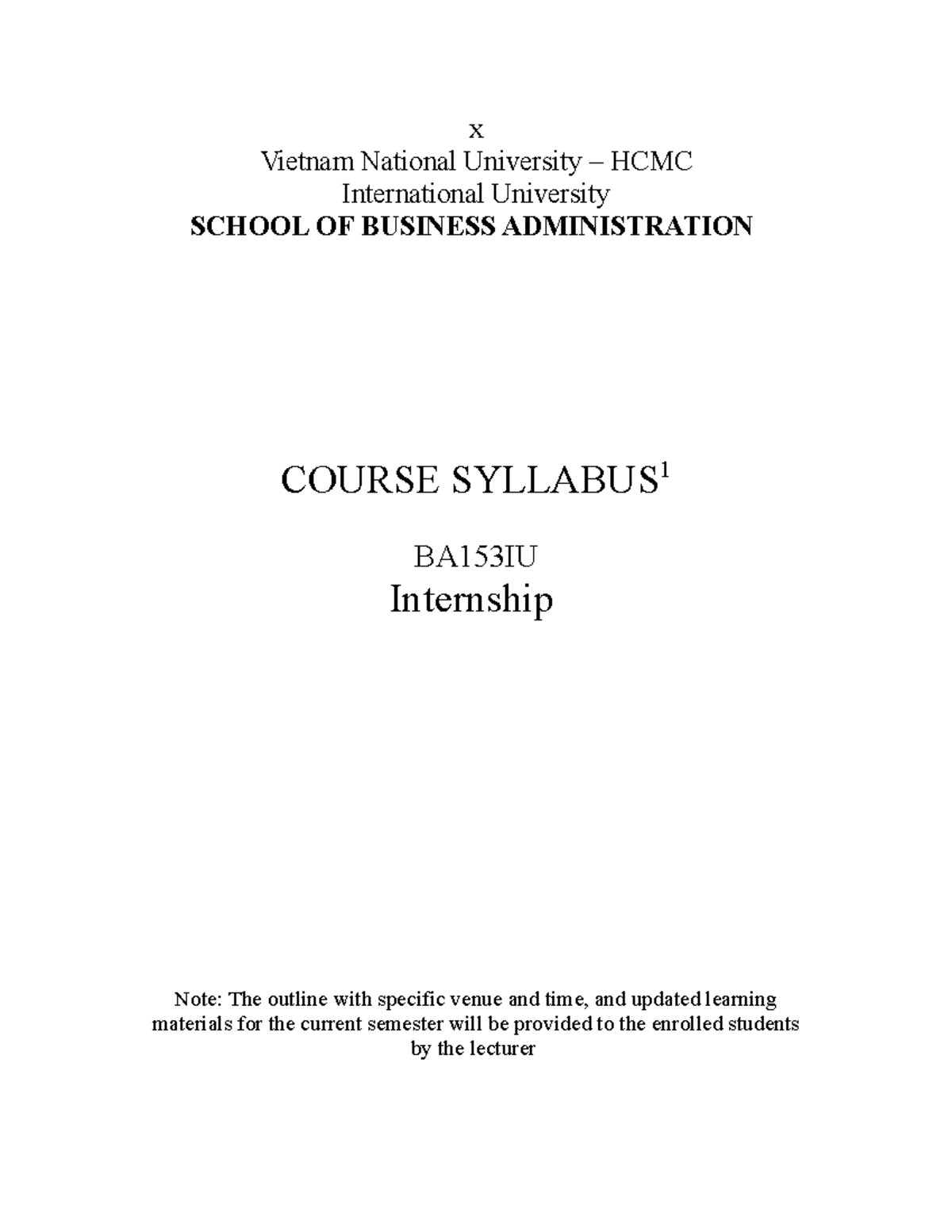 Internship syllabus final - x Vietnam National University – HCMC ...