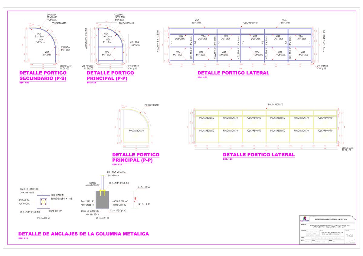 E-1 CBS1 - DETALLE DE PORTICO - DETALLE PORTICO LATERAL ESC: 1/ 0, 0 ...