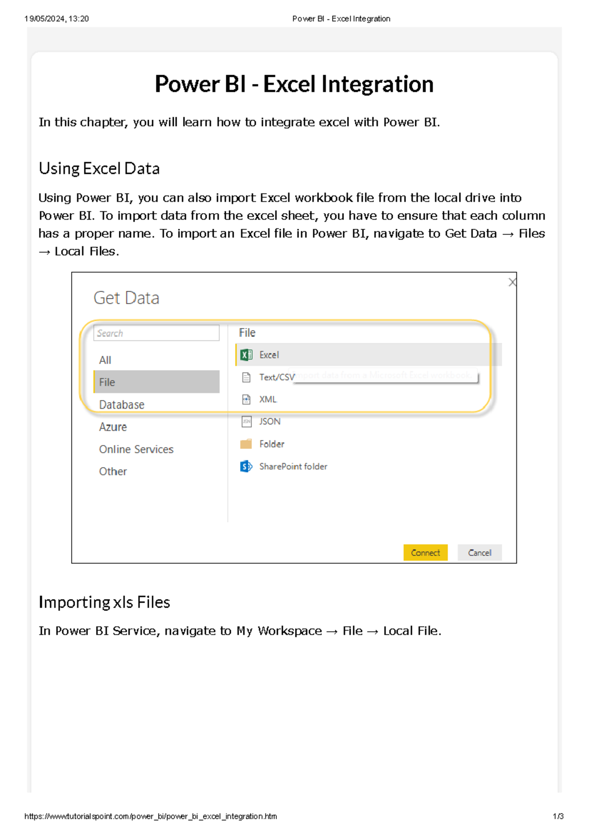 Power BI - Excel Integration - Using Excel Data Using Power BI, you can ...