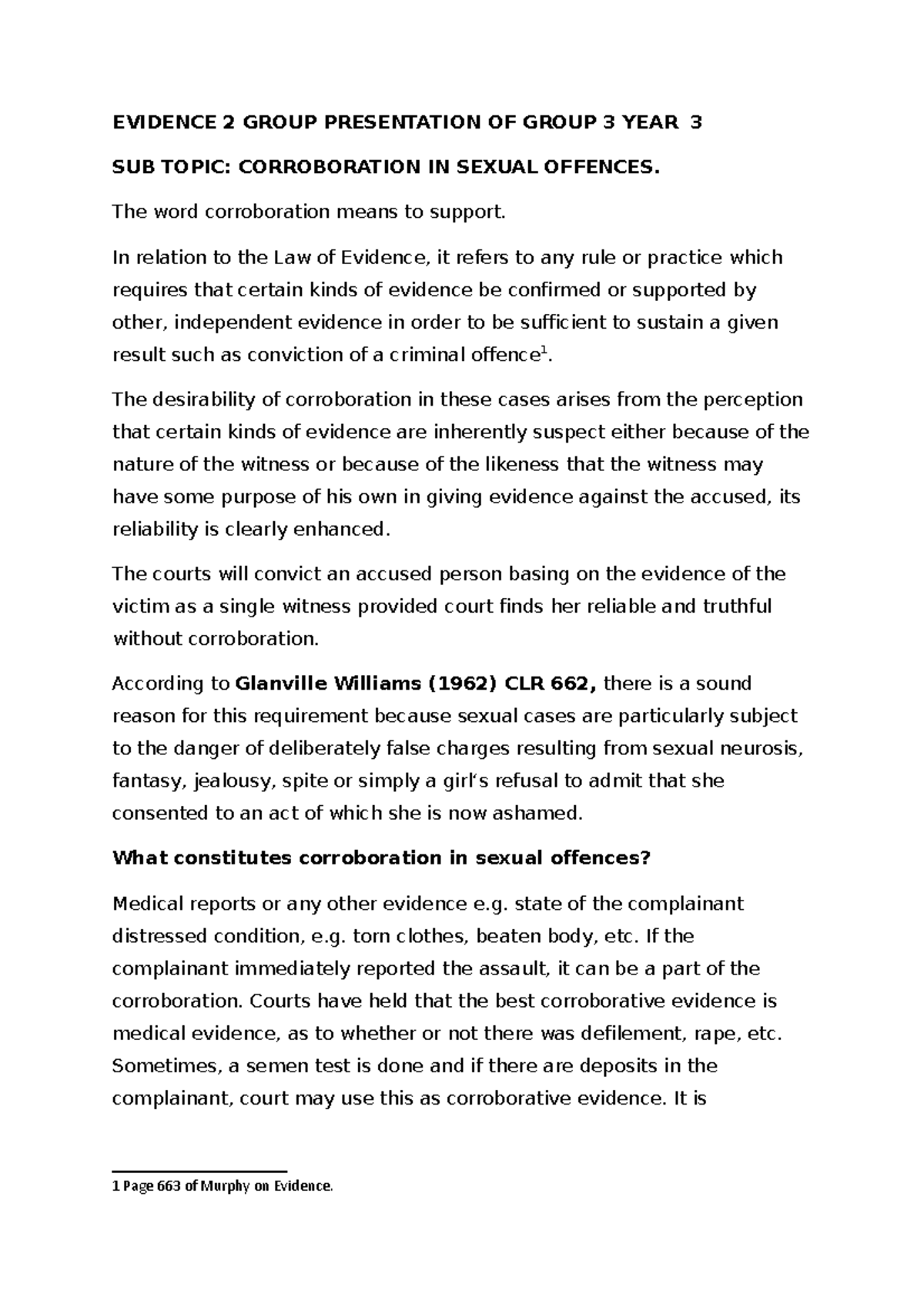 Evidence 2 Group Presentation OF Group 3 YEAR Course WORK - EVIDENCE 2 ...