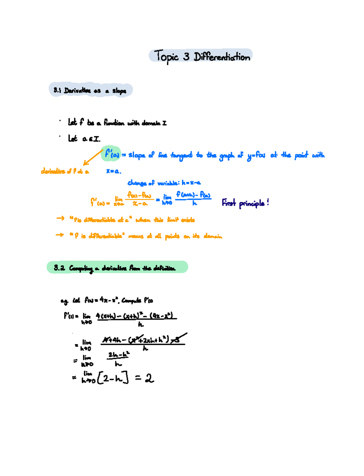 Differentiation - Notes and practice materials - Topic 3 ...