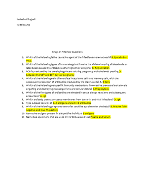 Chapter 7 review questions - Isabelle Klingbeil Medast 303 Chapter 7 ...