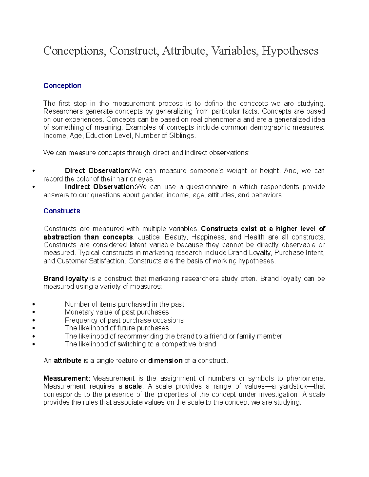 Conceptions, Construct, Attribute, Variables, Hypotheses - Conceptions, Construct, Attribute ...