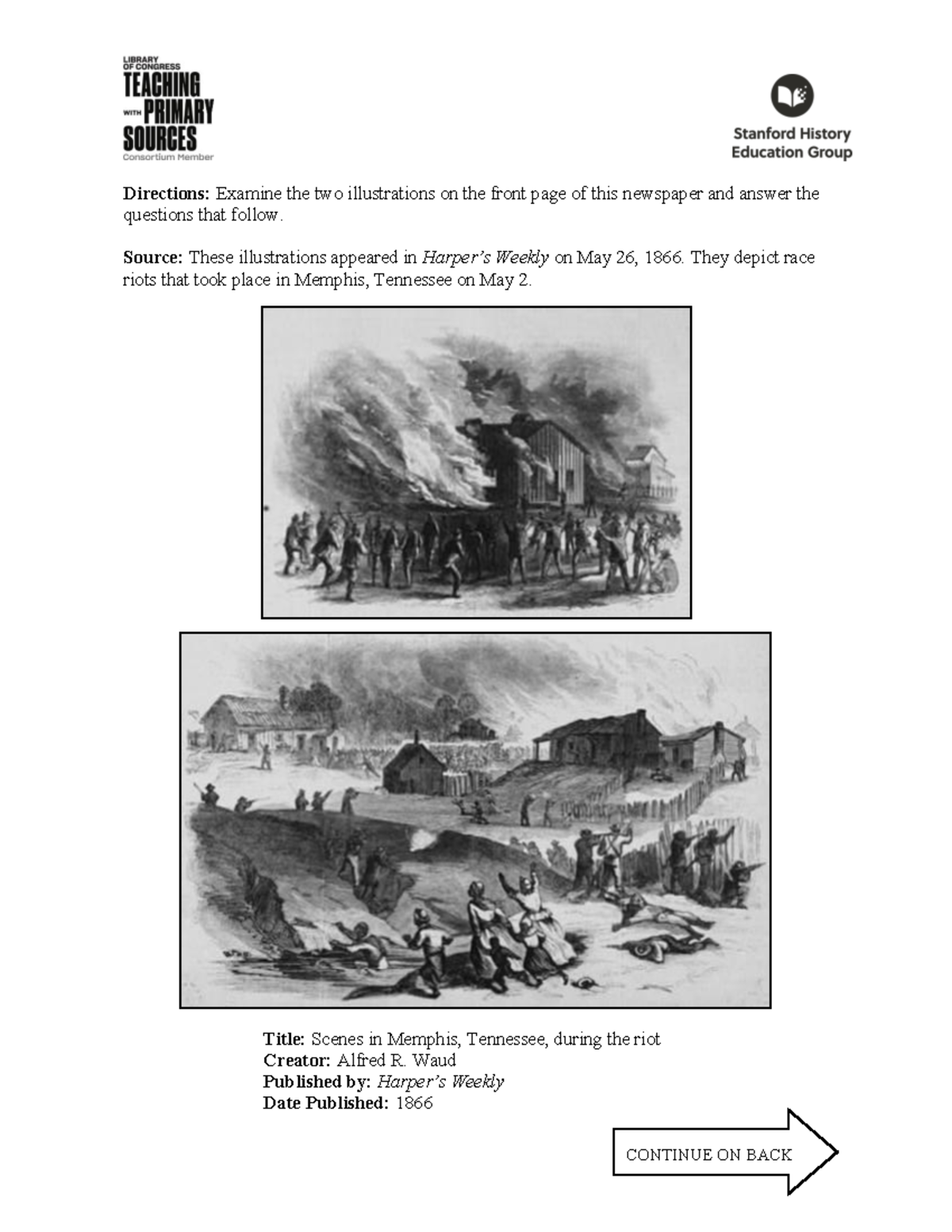Riots Civil War - Directions: Examine the two illustrations on the ...