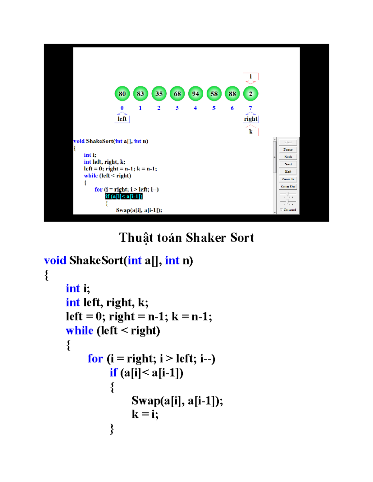Thuật toán Shaker sort - dtydhuifg - Thuật toán Shaker Sort void ...
