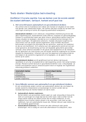 Toets doelen wederzijdse beïnvloeding - Toets doelen: Wederzijdse ...
