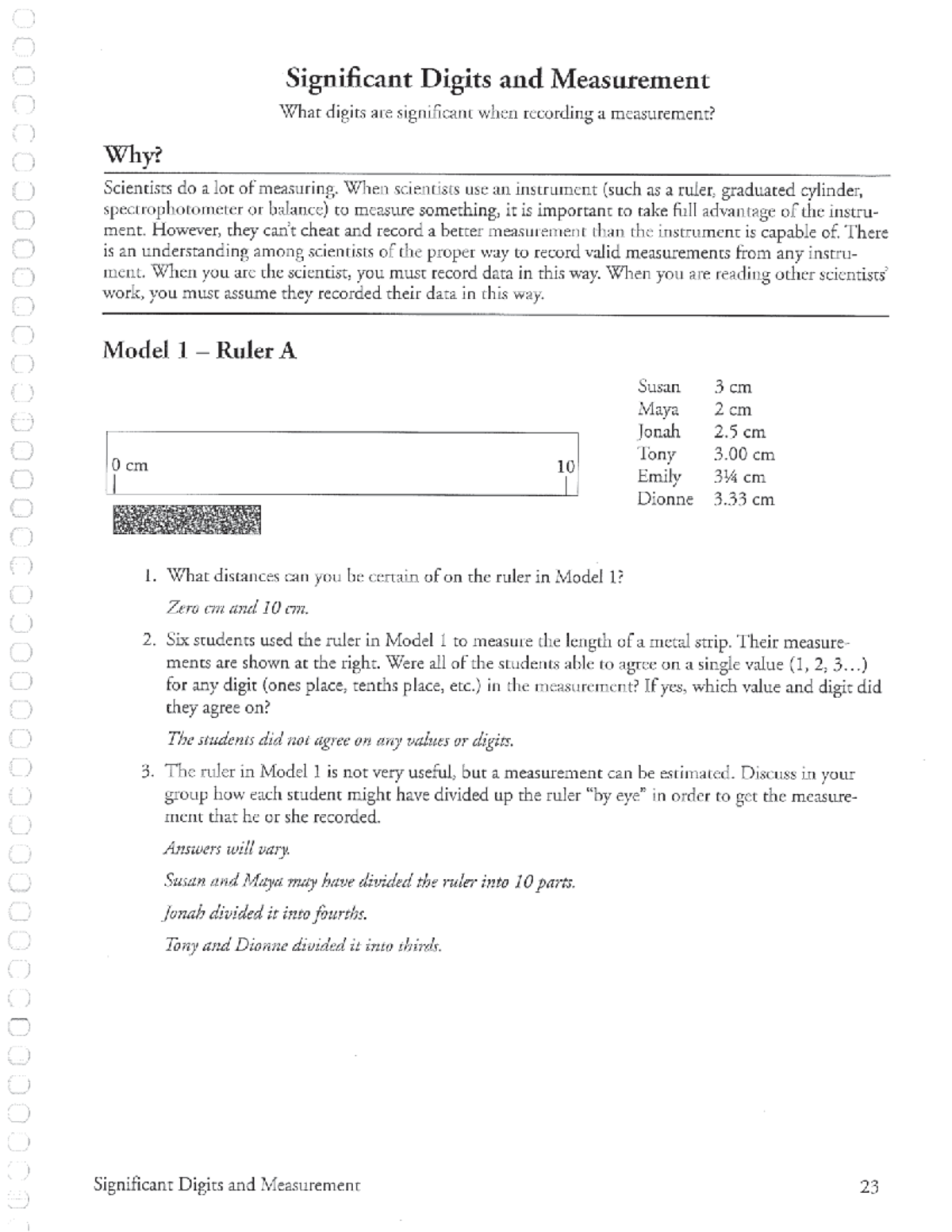 1 - Class Notes - Significant Digits and Measurement What digits are ...