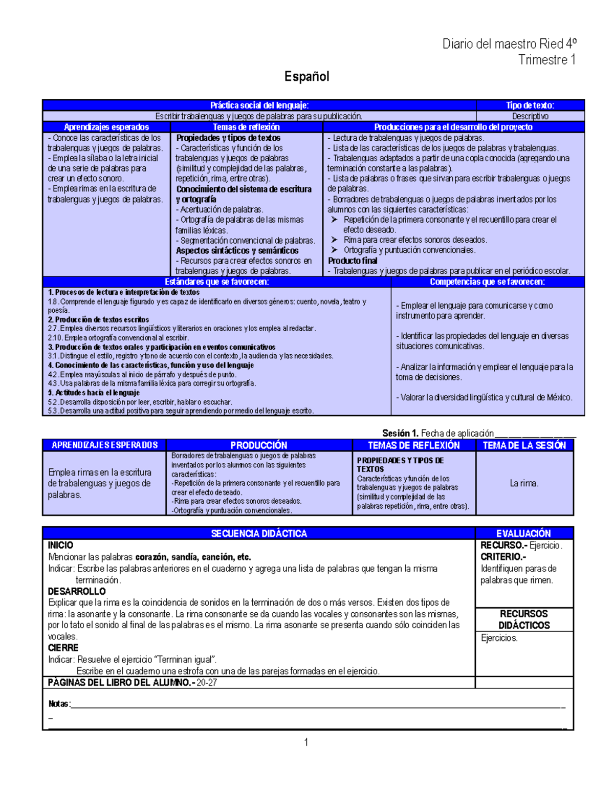 Planeacion Semana 4 Cuarto Grado - Trimestre 1 Español Práctica social ...