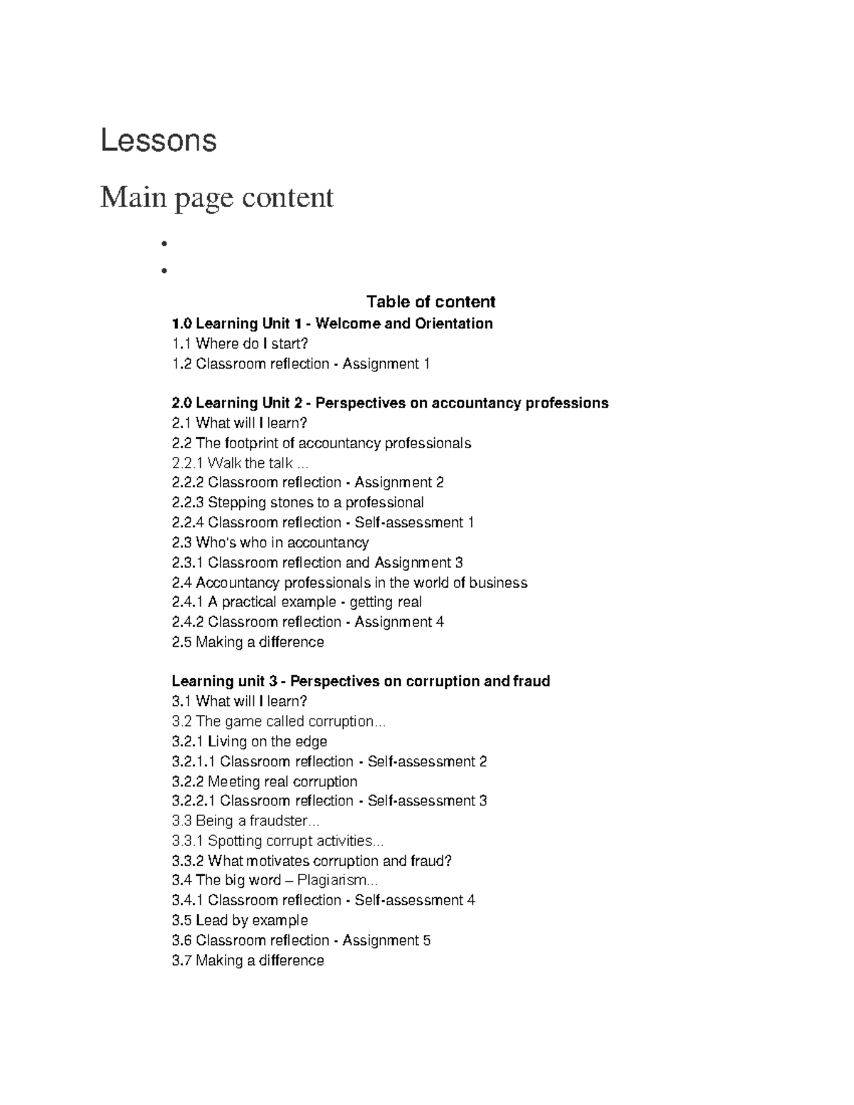 CAS Lessons - Lessons Main page content Table of content 1 Learning ...