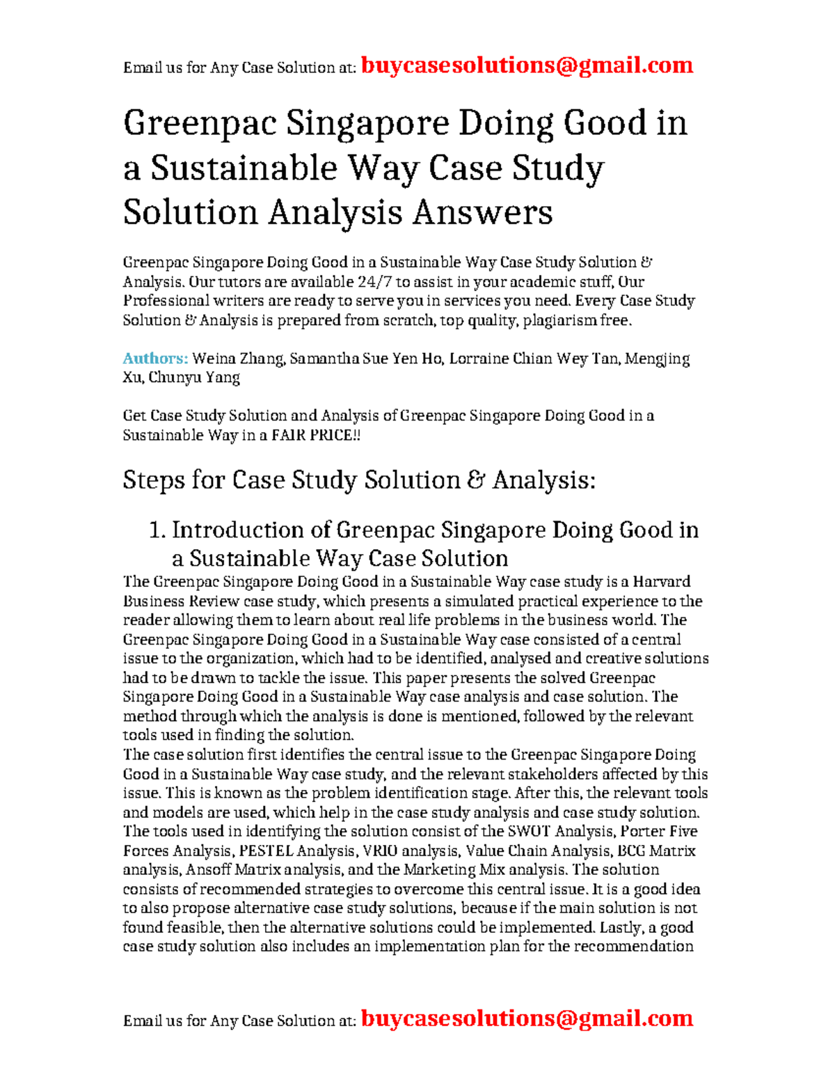Case Solution Greenpac Singapore Doing Good in a Sustainable Way ...