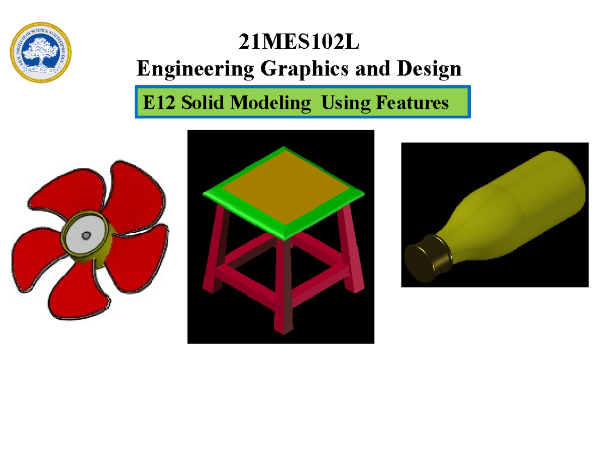 W12 - Excercise notes - 21MES102L Engineering Graphics and Design E12 ...