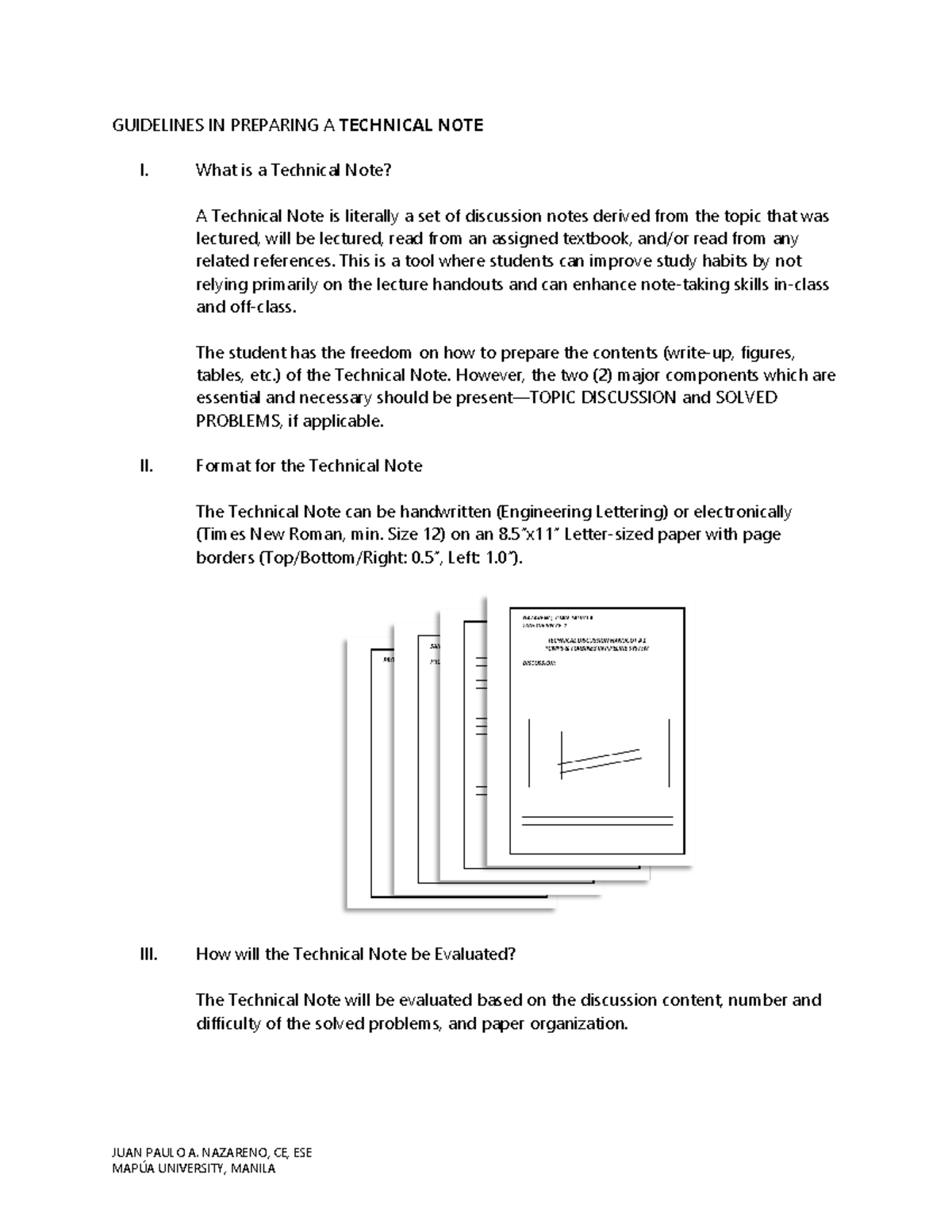 Guidelines in Preparing a Technical Note 2 - JUAN PAULO A. NAZARENO, CE ...