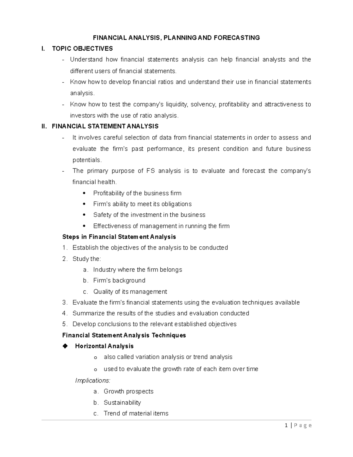 Financial Analysis Financial Mgt - FINANCIAL ANALYSIS, PLANNING AND ...