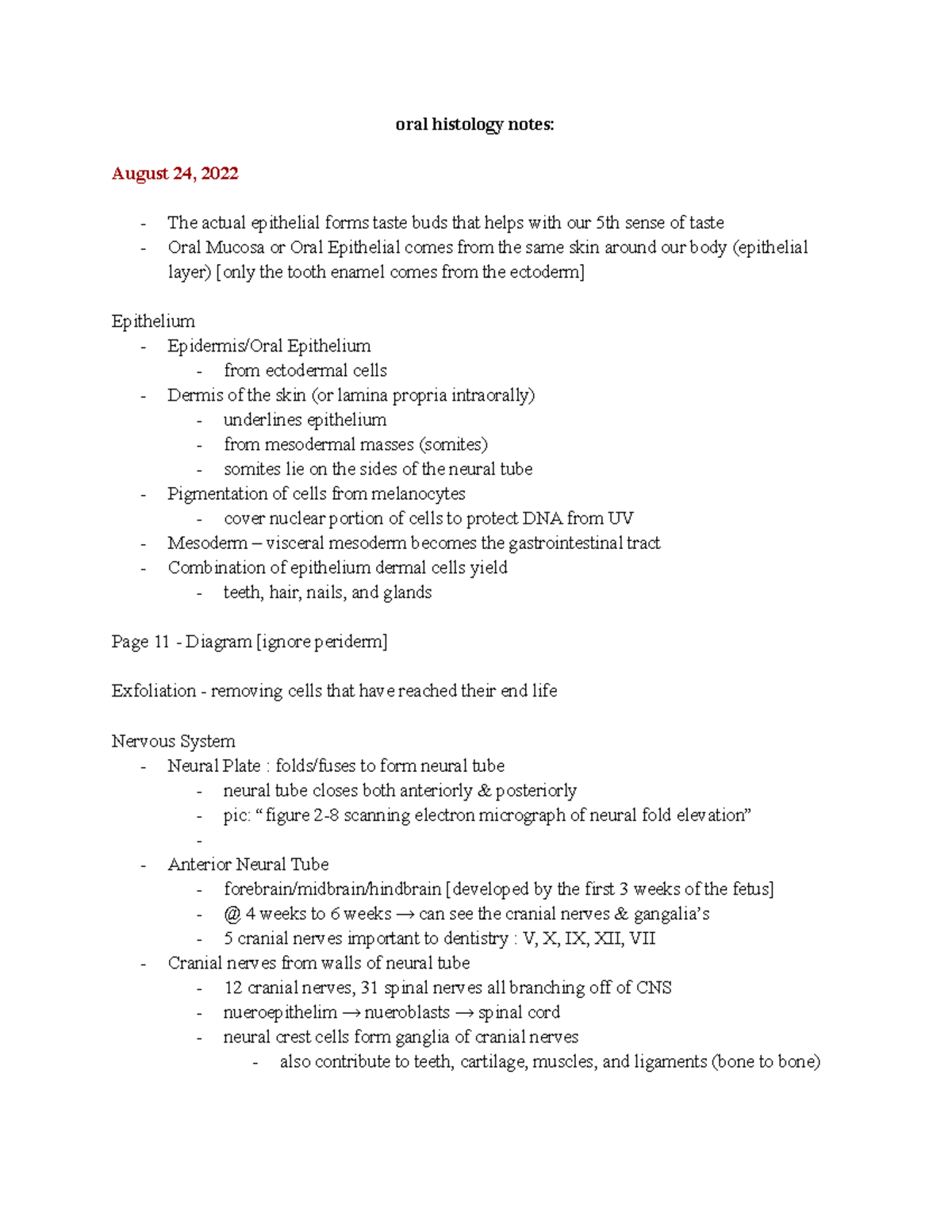 Oral histology notes - oral histology notes: August 24, 2022 The actual ...