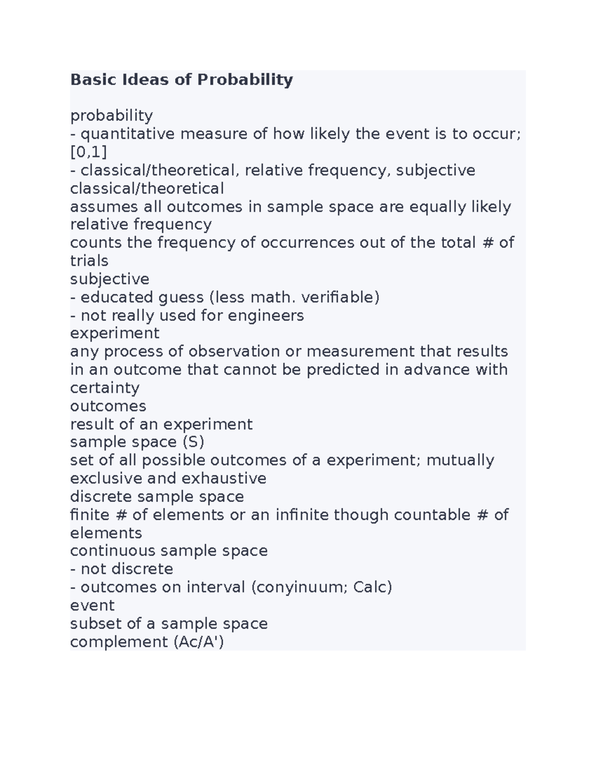Basic Ideas of Probability - Basic Ideas of Probability probability ...