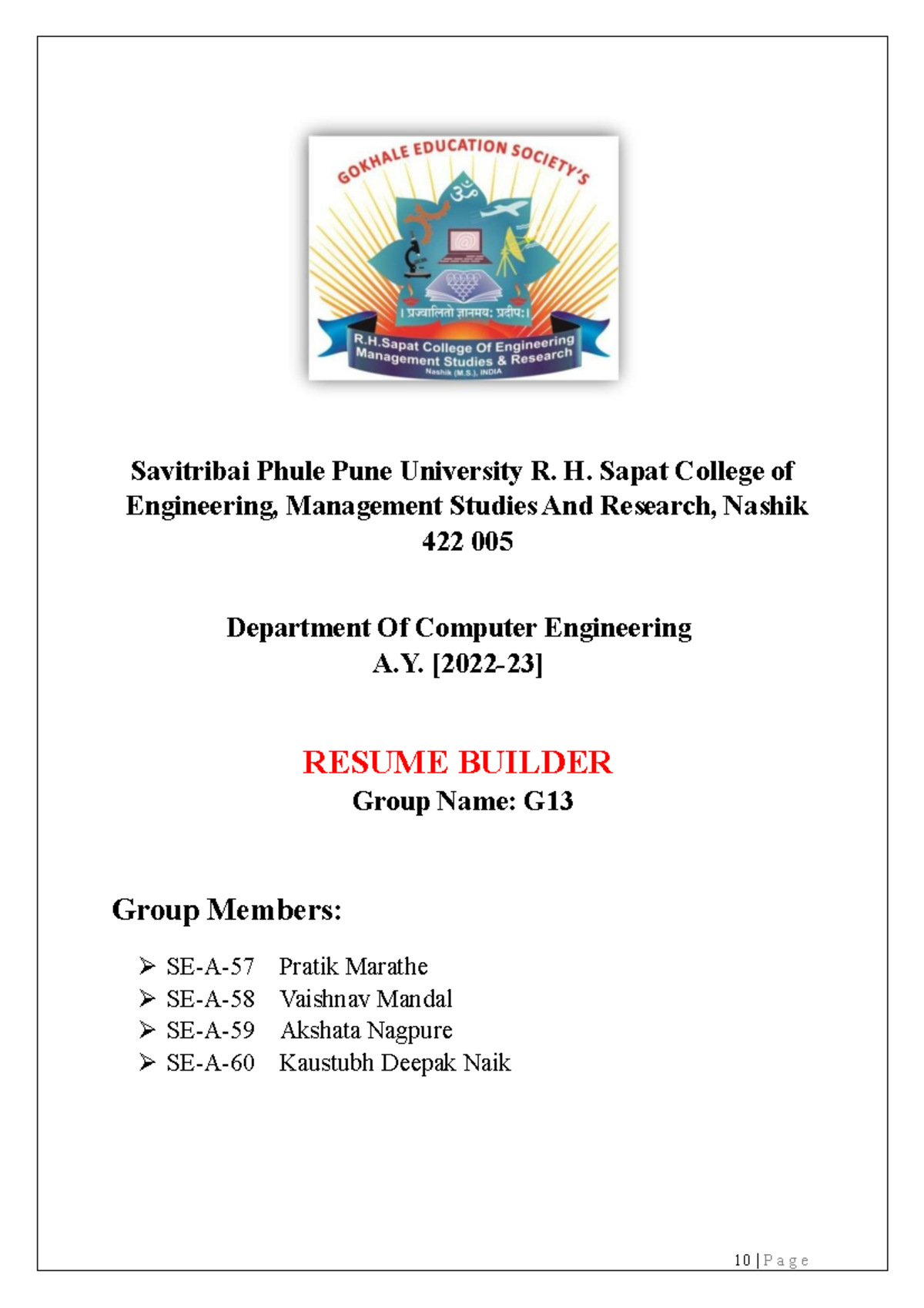 PBL - lorem ipsum - Savitribai Phule Pune University R. H. Sapat ...