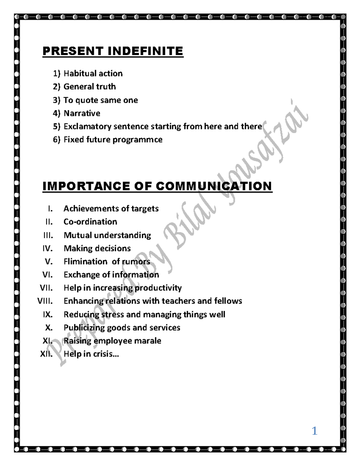 Communication-skills - PRESENT INDEFINITE Habitual action General truth ...