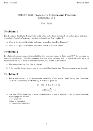 Quiz3 Soln - Probability and Stochastic Processes (ECE 6303) December 2, 2022 NYU Tandon School ...