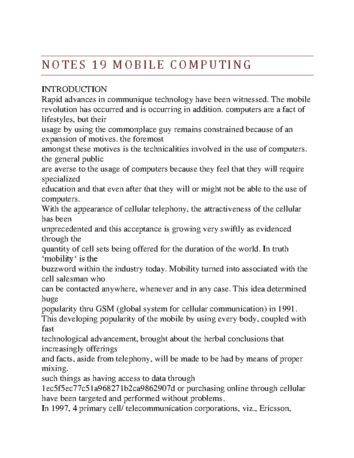 Notes 19 Mobile Computing - N O T E S 1 9 M O B I L E C O M P U T I N G ...
