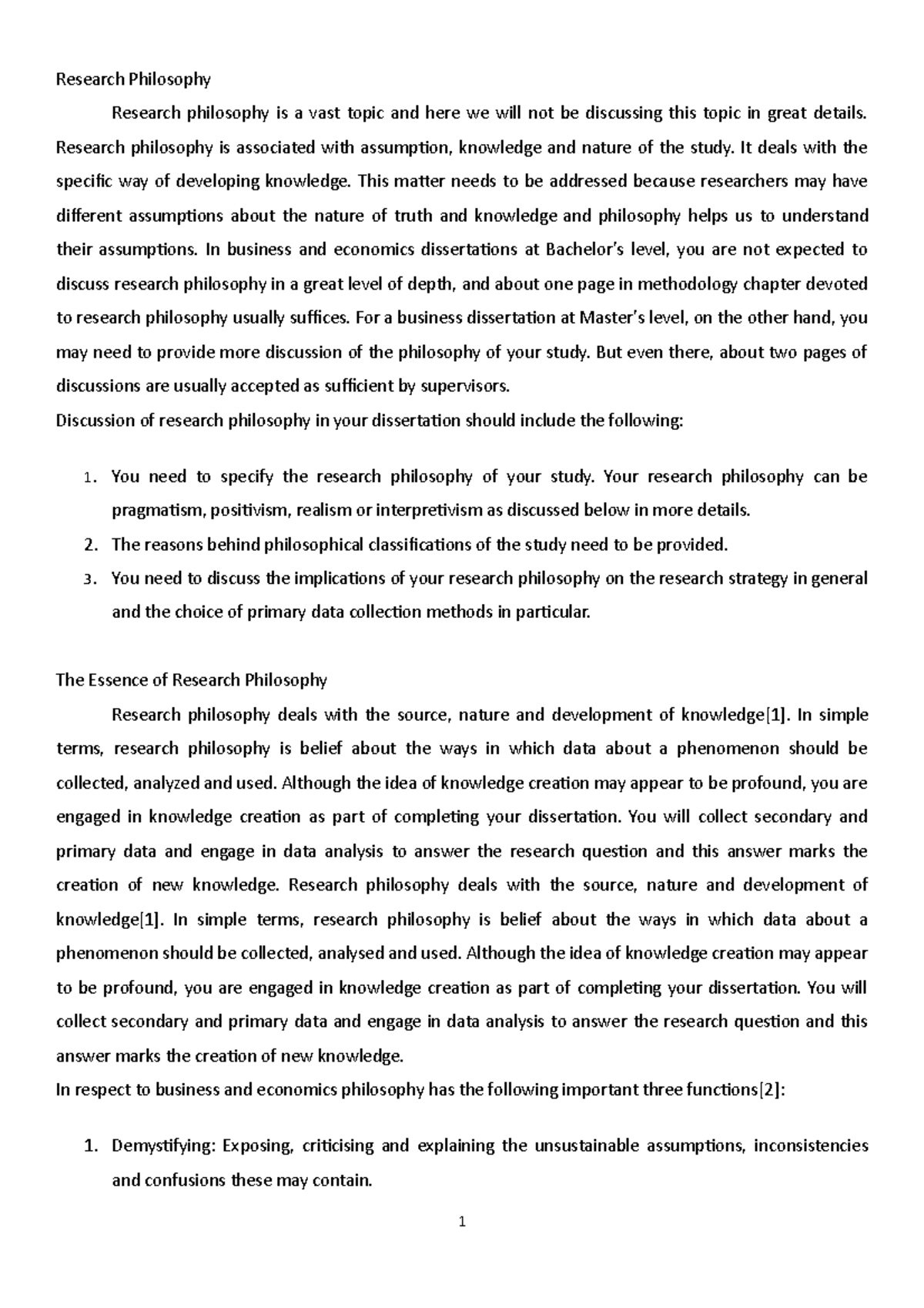 Research Philosophy - for my assignment - Research Philosophy Research ...