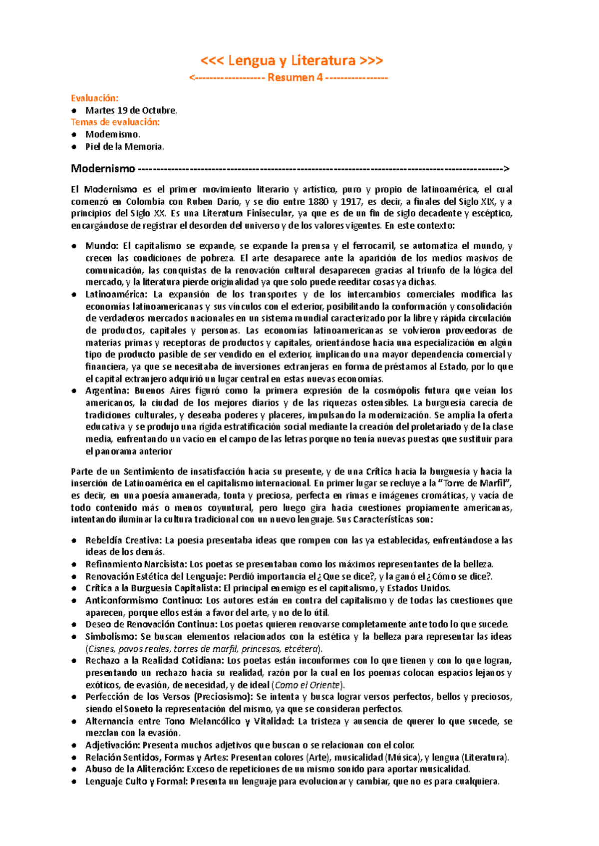 Resumen - Lengua y Literatura - 4