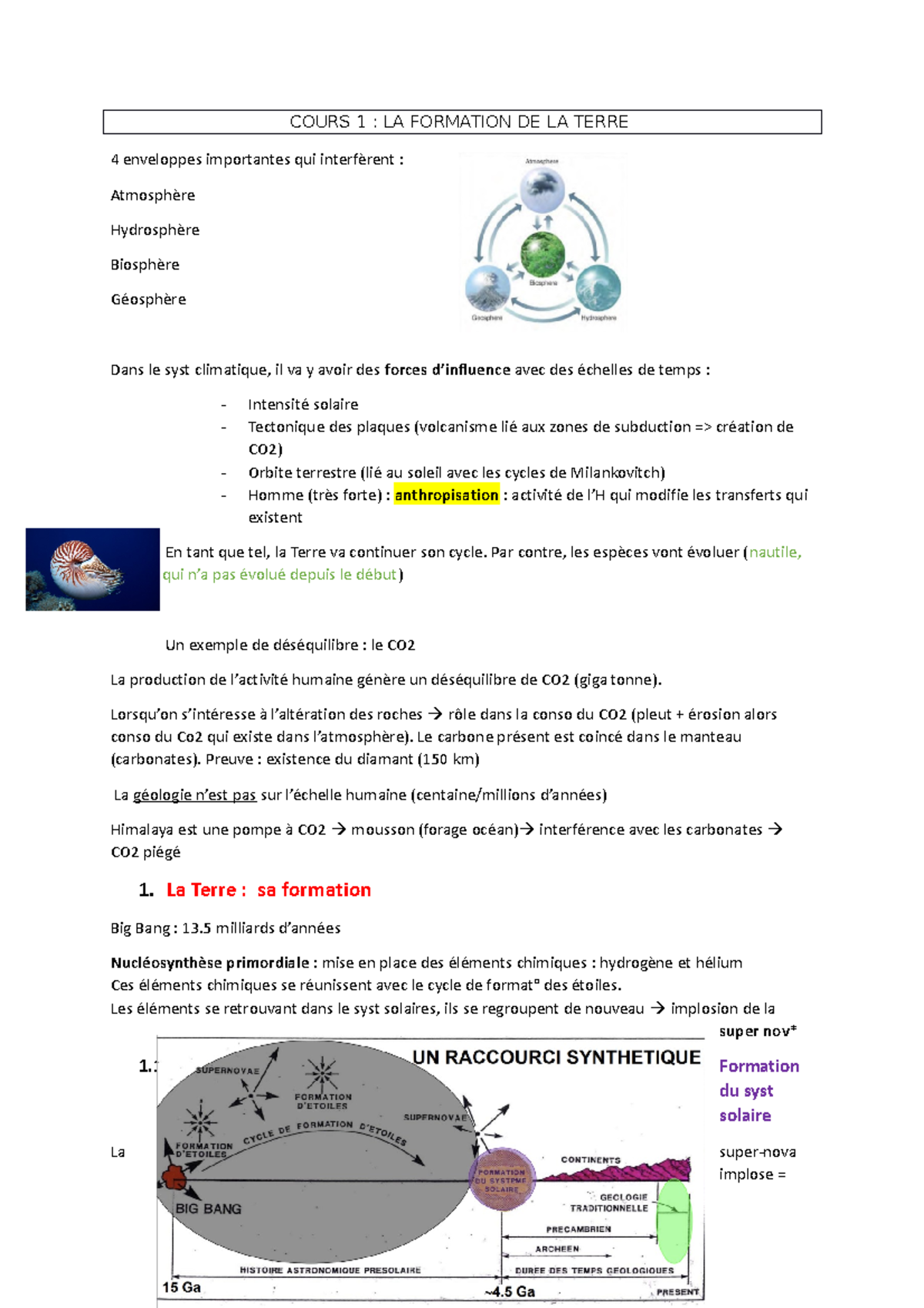 CM 4 - Formation DE LA Terre - COURS 1 : LA FORMATION DE LA TERRE 4 ...