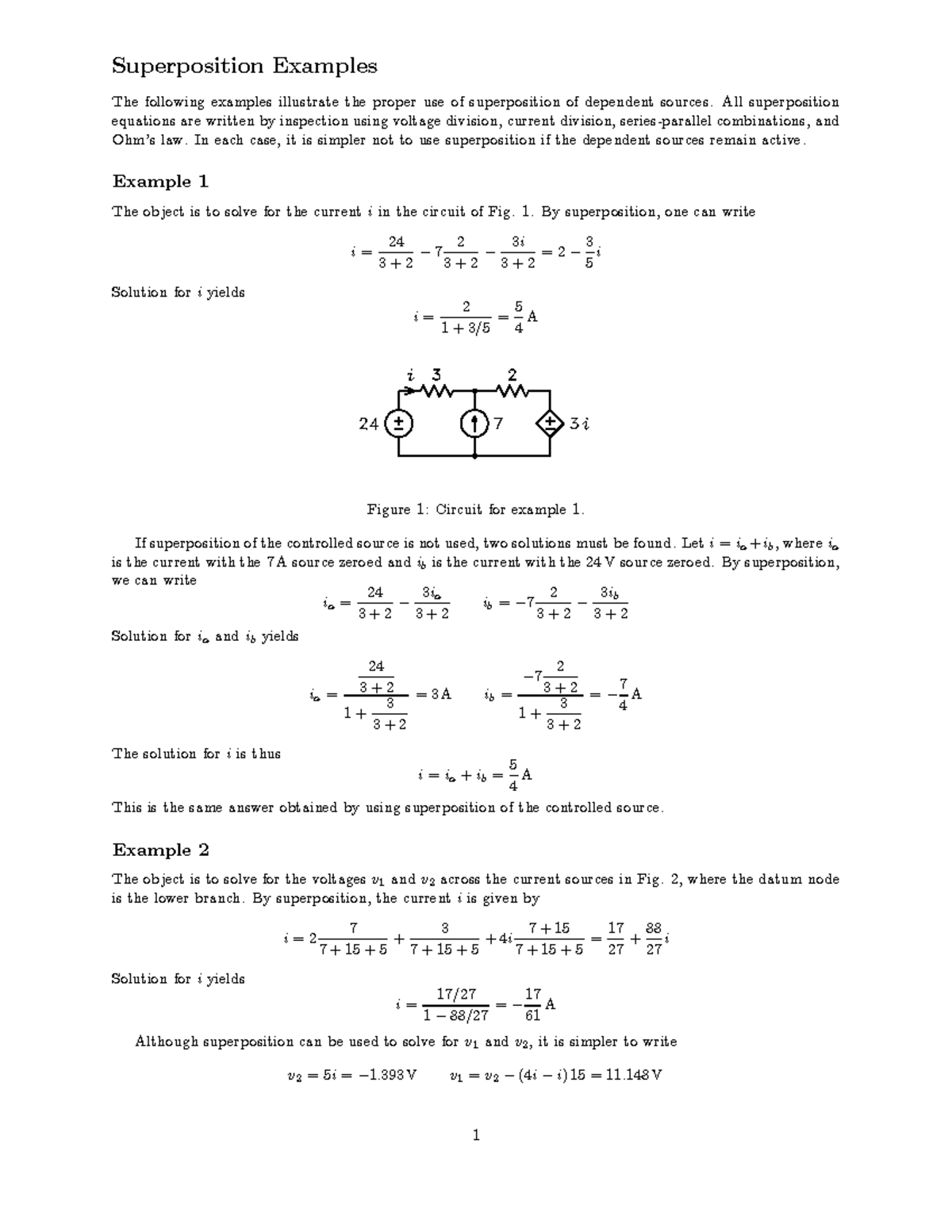Basic electrical engineering Superposition theoem examples - Superposition Examples The ...