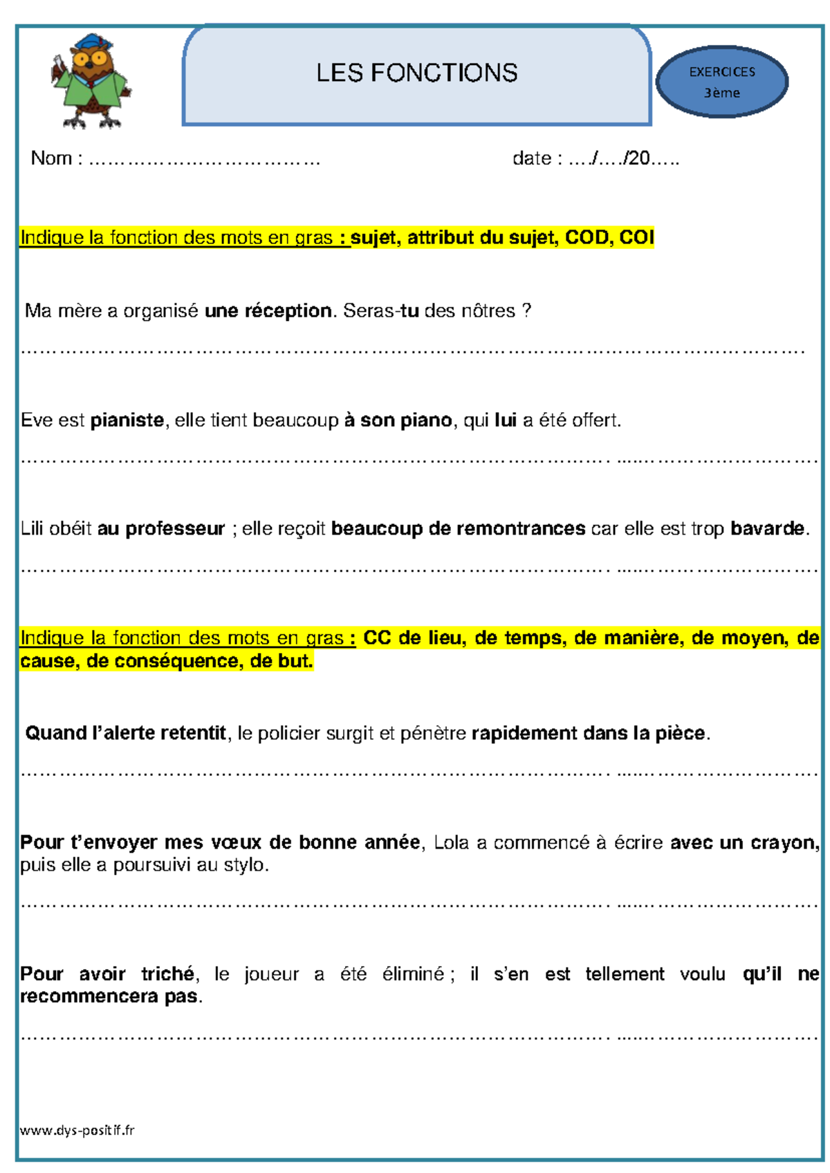 Exercices-Les-fonctions - Nom ...