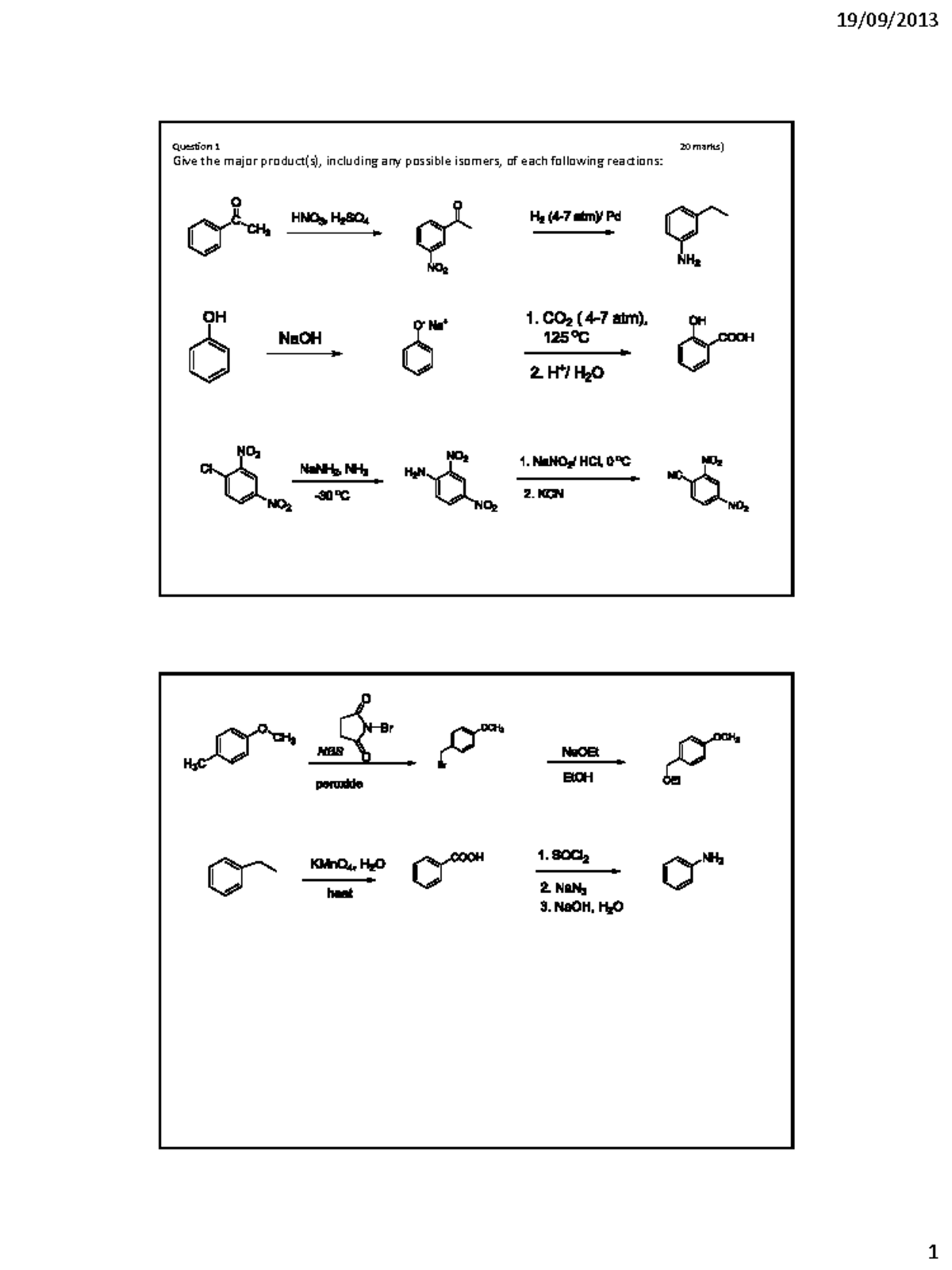 Organic Chemistry 2 practise questions 1 ( Answers) - Question 1 20 ...