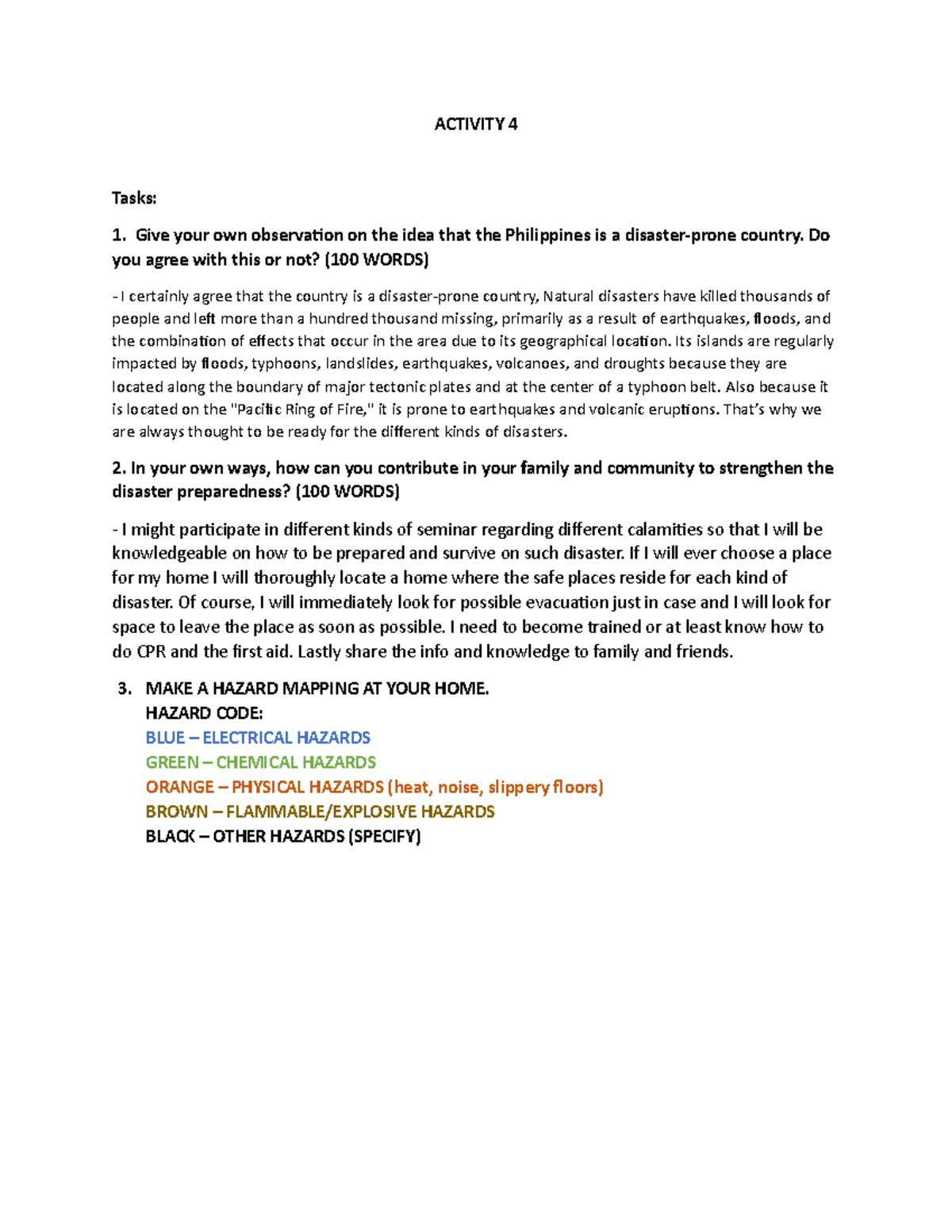 Bautista Module 4 Assesment - ACTIVITY 4 Tasks: Give your own ...