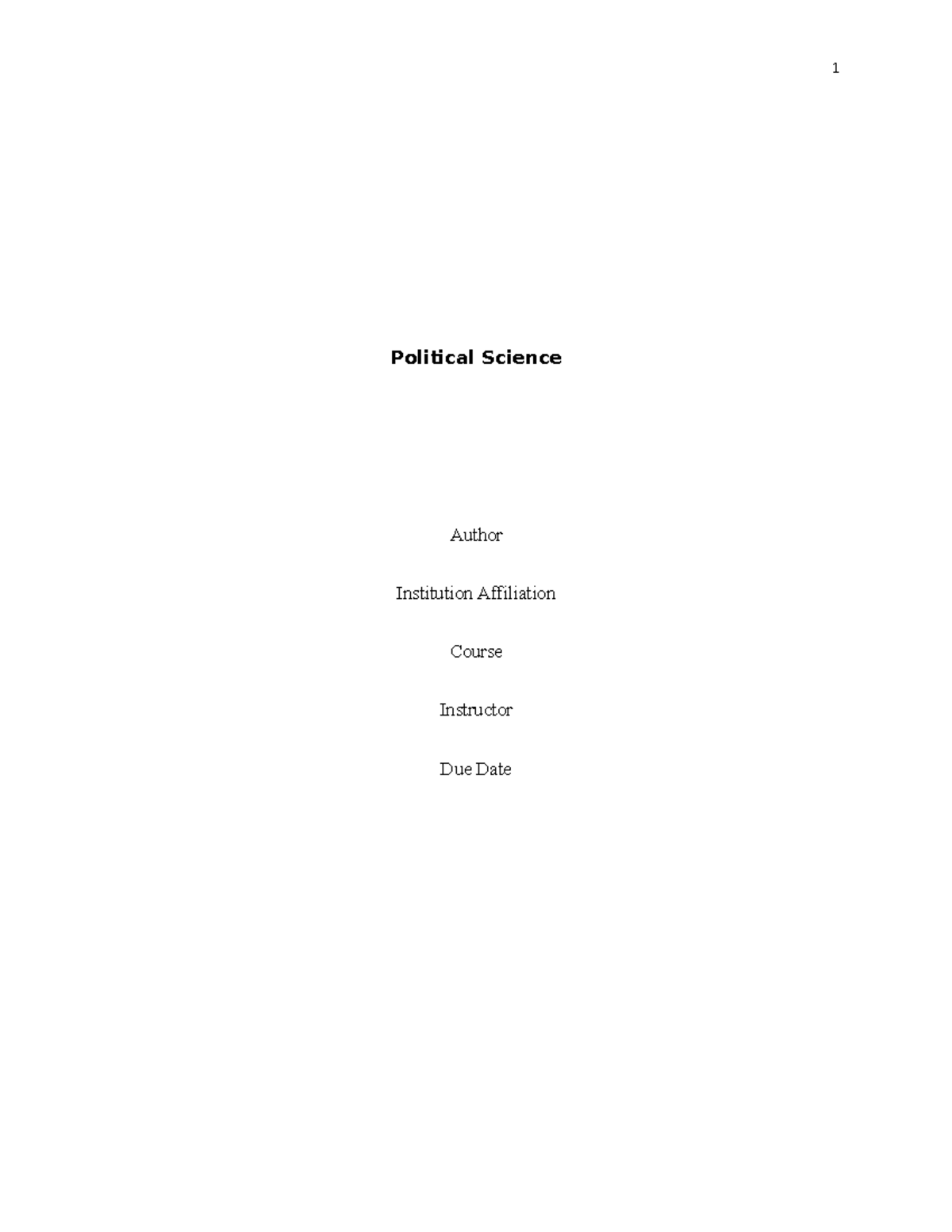 Political Science - Assignment Essays - Political Science Author ...