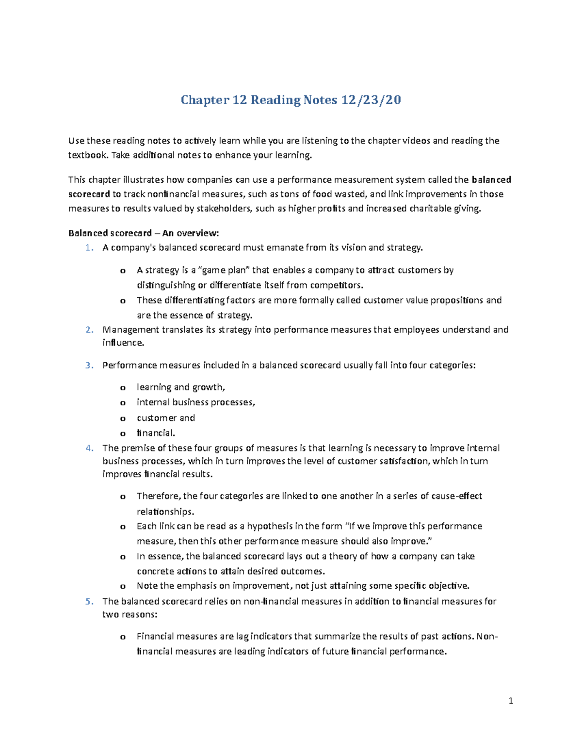 Chapter 12 Reading Notes - Chapter 12 Reading Notes 12/23/ Use these ...