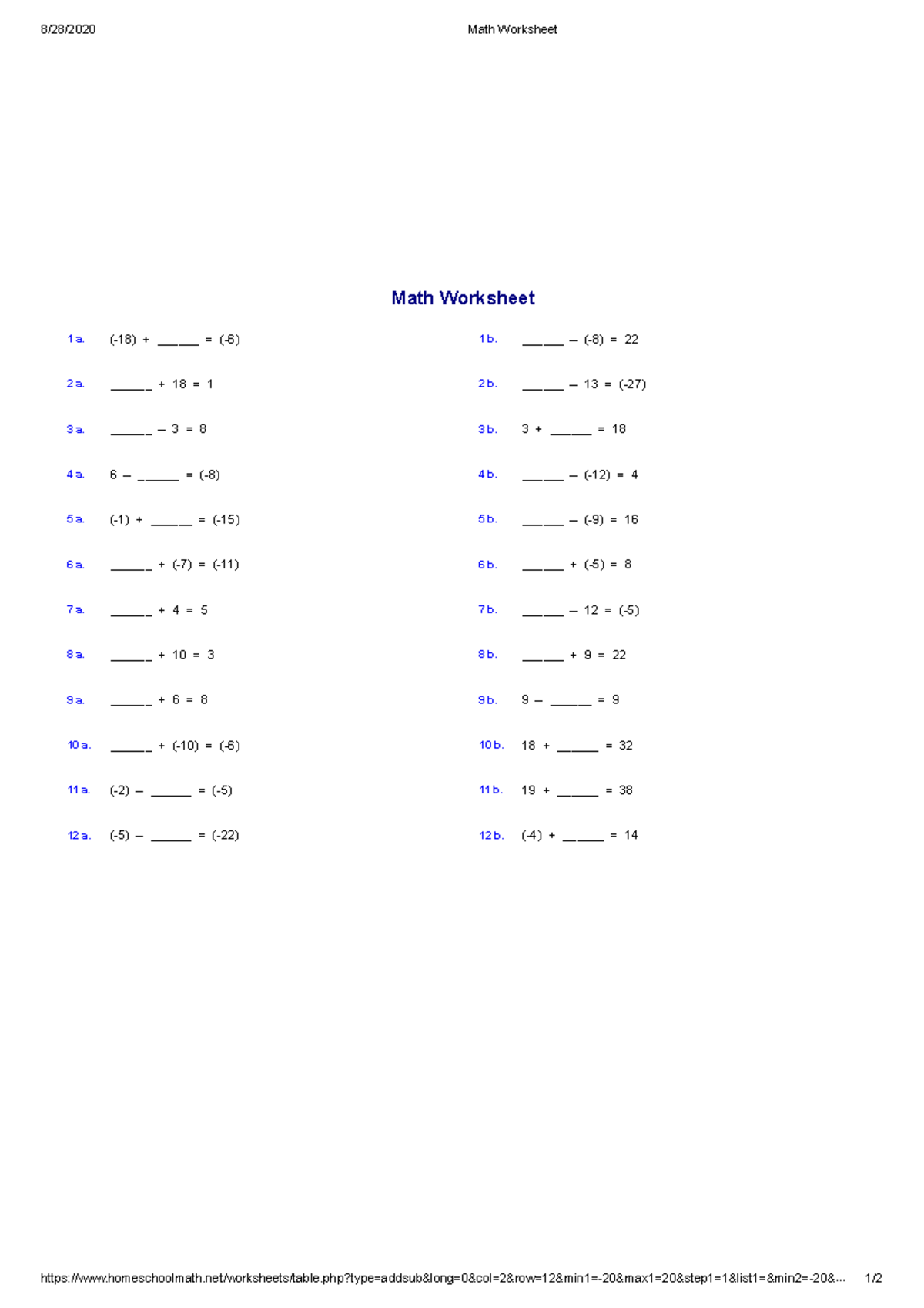Math Worksheet 32 - 8/28/2020 Math Worksheet - Studocu
