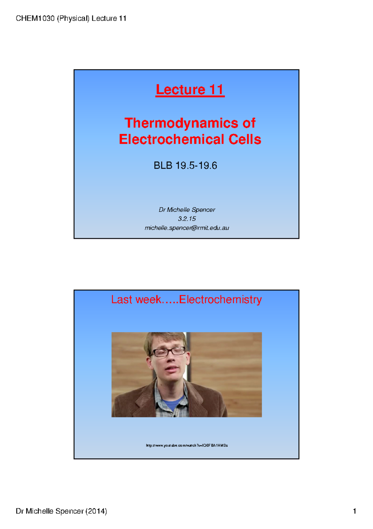 Lecture 11-Thermo Cells-Spencer - Lecture 11 Thermodynamics of ...