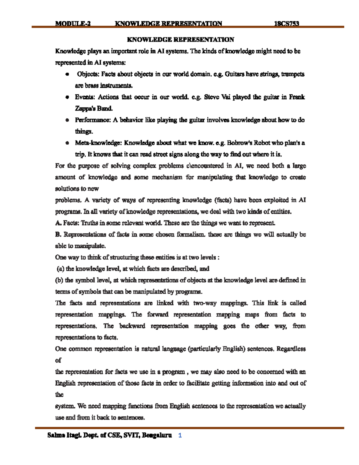 Mod 2 - ai notes 2018 scheme - Artificial Intelligence - Studocu