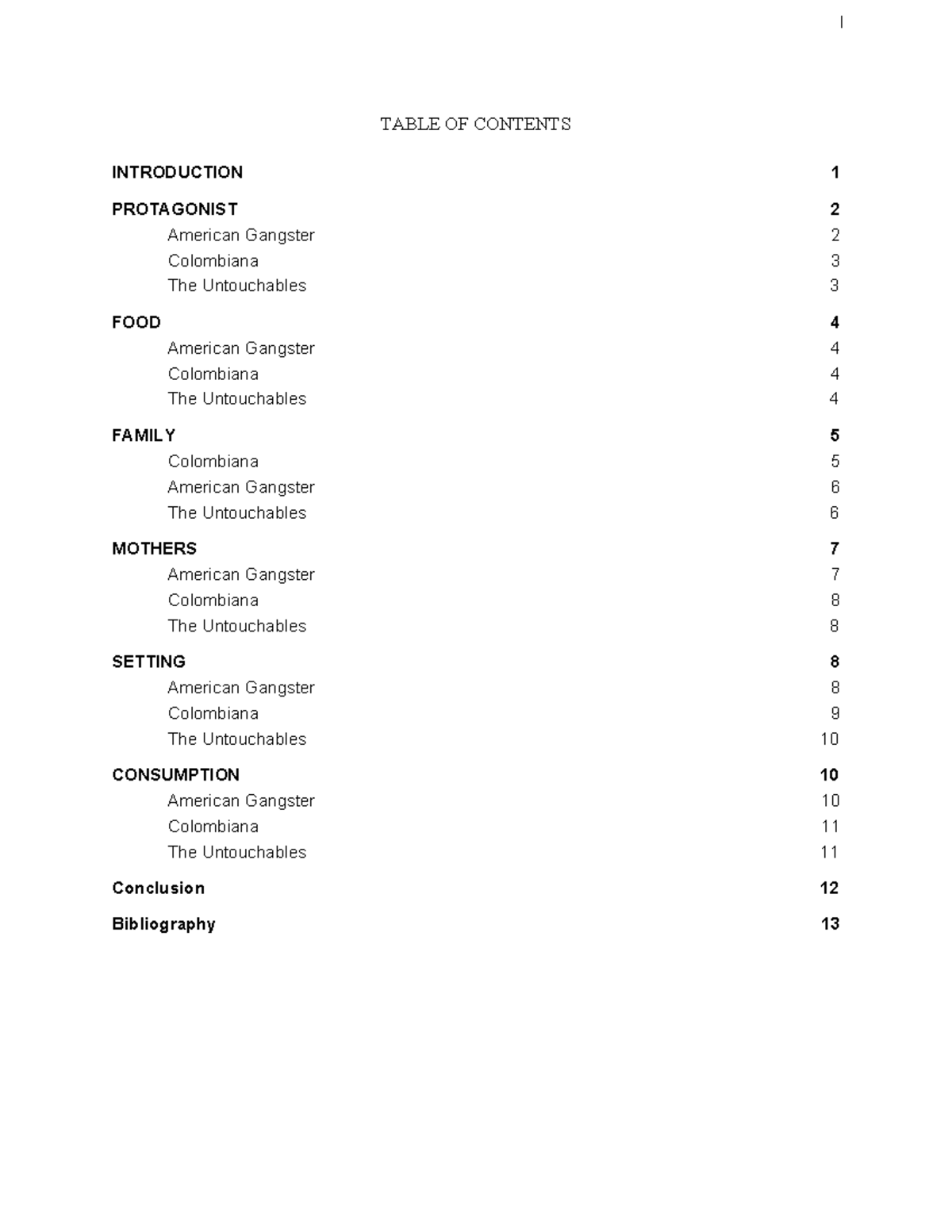 Movie Analysis of the Gangster Genre - I INTRODUCTION TABLE OF CONTENTS ...