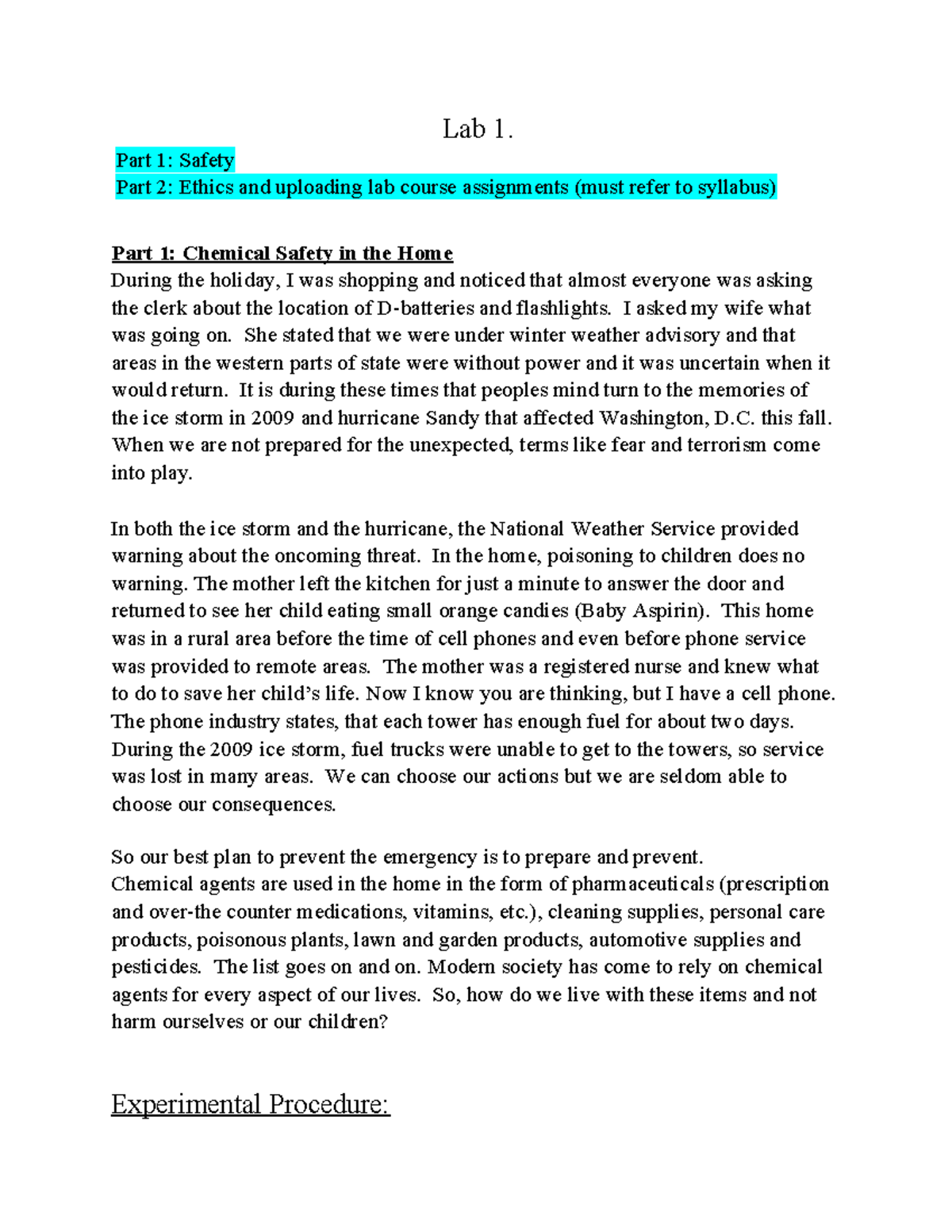 1041Lab1 - lab 1 - Lab 1. Part 1: Safety Part 2: Ethics and uploading ...