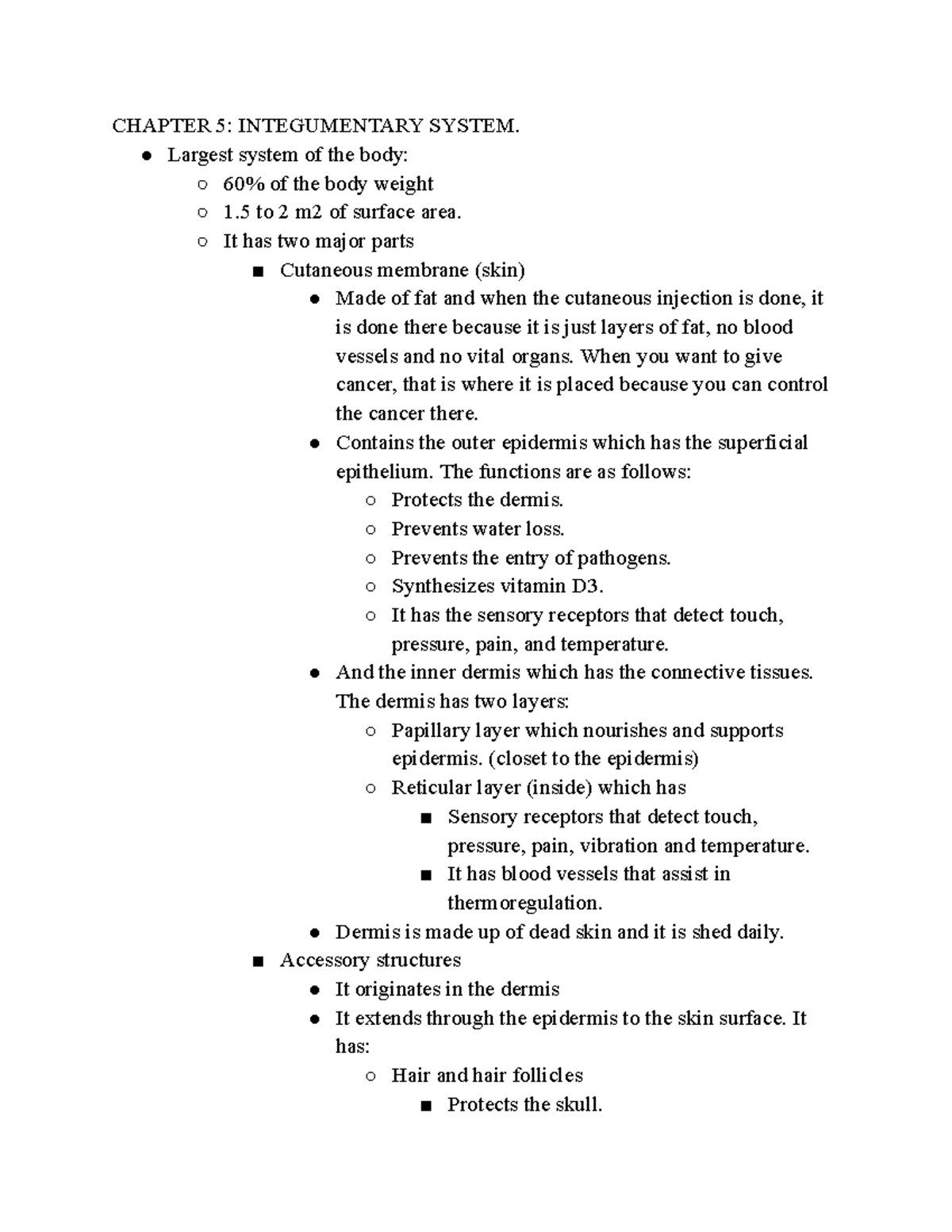 Chapter 5 Integumentary System - CHAPTER 5: INTEGUMENTARY SYSTEM ...