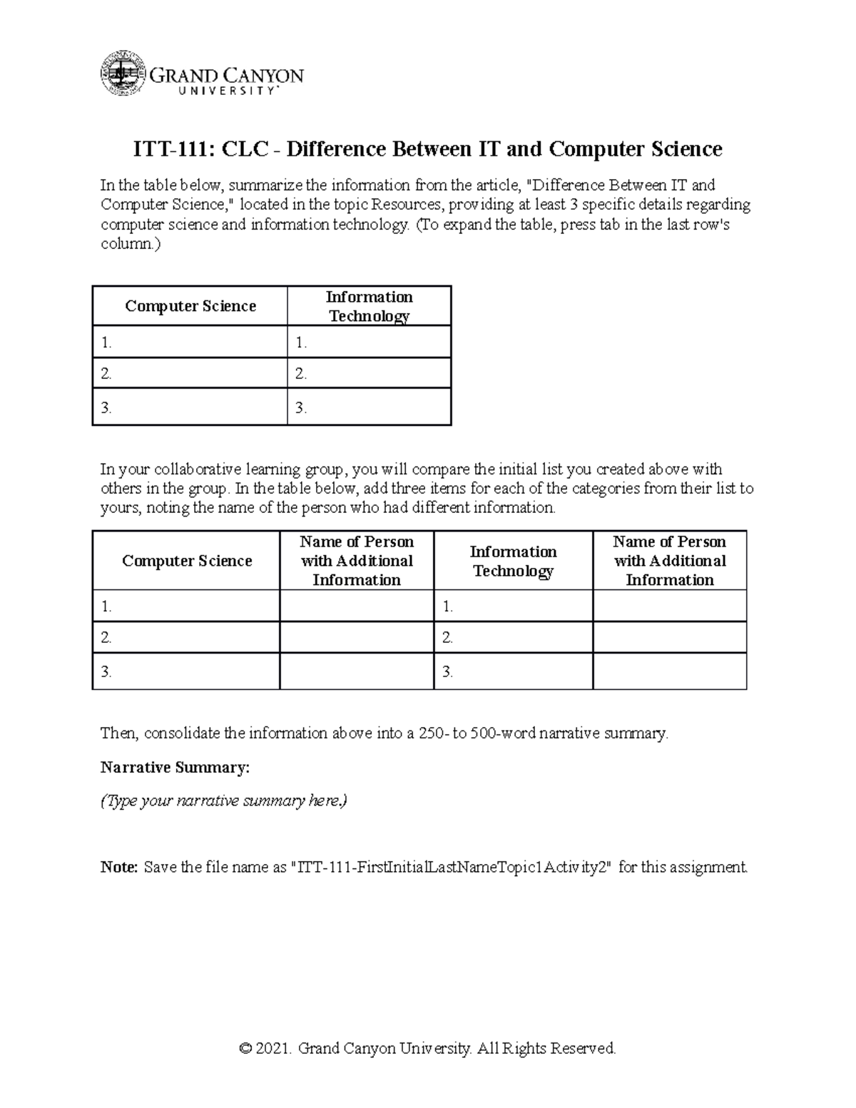 ITT 111 RS T1 CLC Difference Between ITand Computer Science - ITT-111 ...