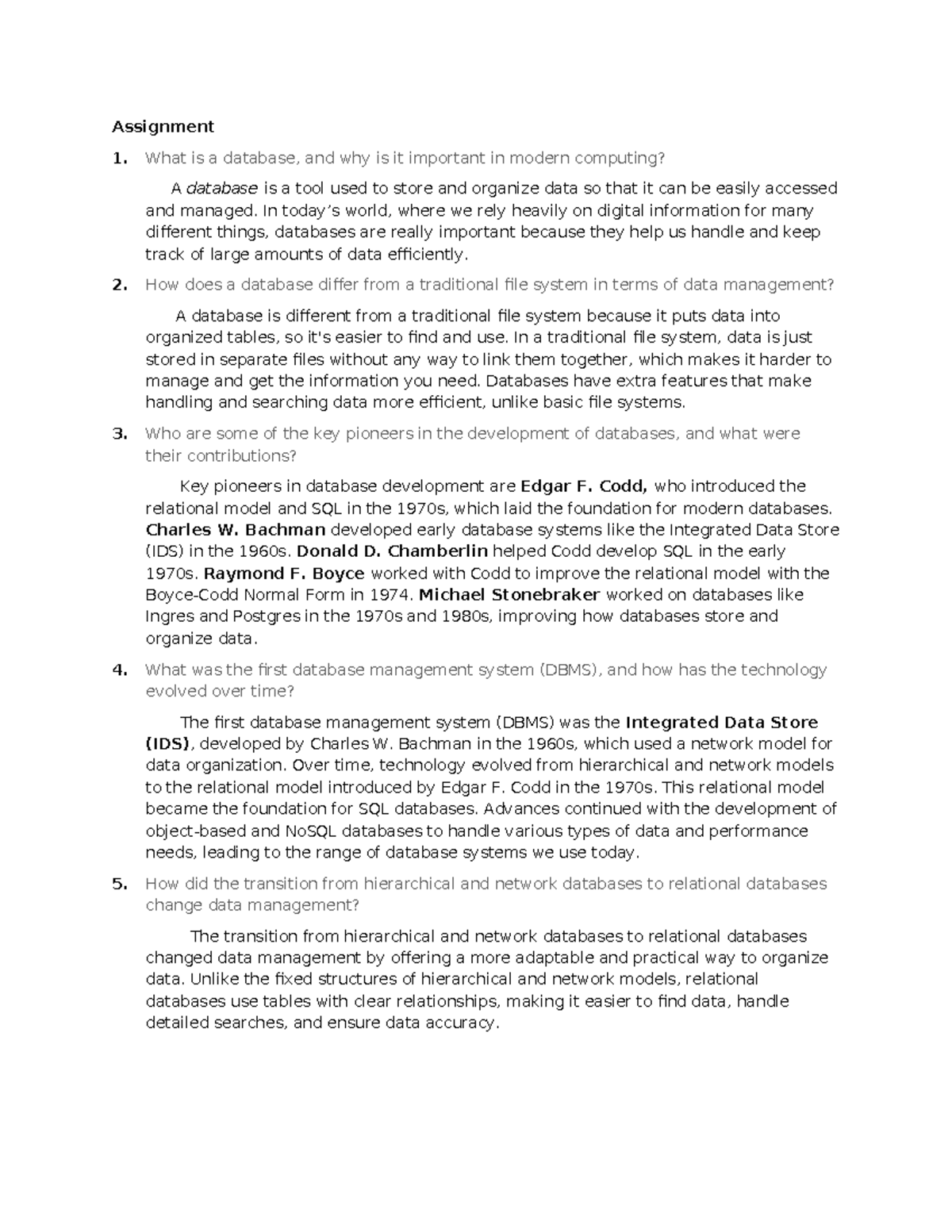 Assignment - Assignment What is a database, and why is it important in ...