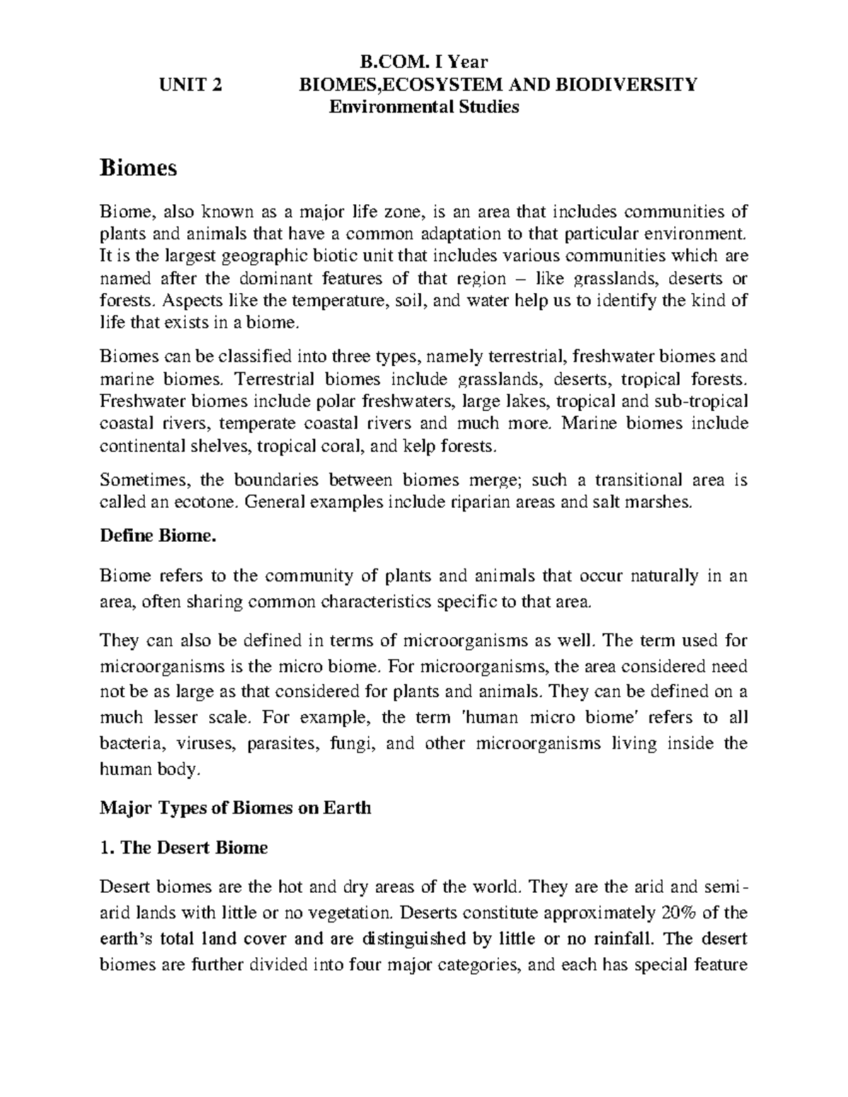 UNIT 2 Notes-PDF - first year notes for EVS as per uinversity syllabus ...