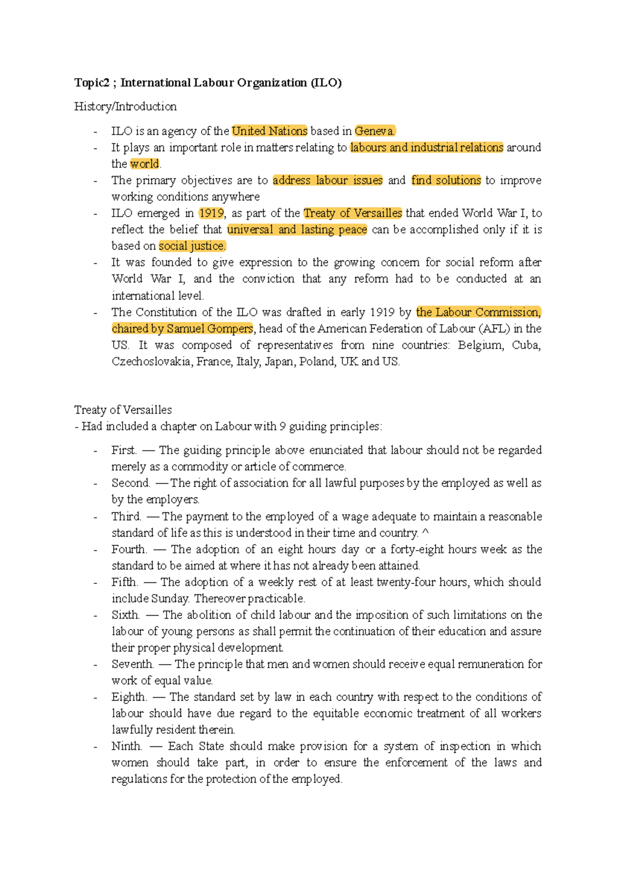 Labour Notes ILO - Topic2 ; International Labour Organization (ILO ...