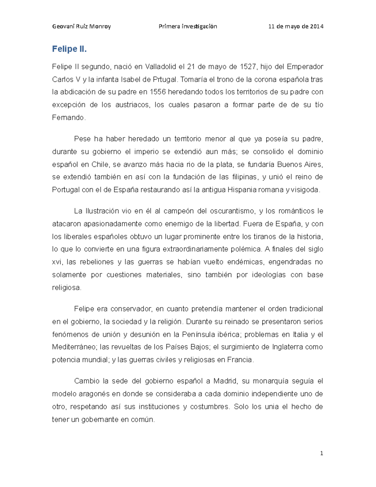 Informe "Actividad 6. Felipe Ii.bibliografíacárcel, García, Y Ricardo ...