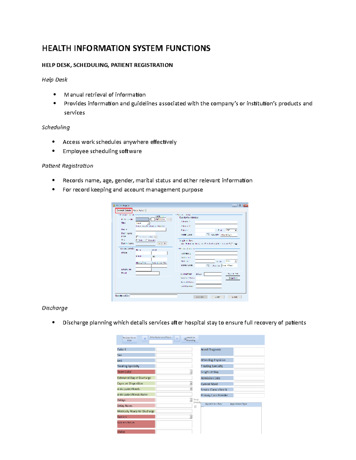 Health Information System Functions - HEALTH INFORMATION SYSTEM ...