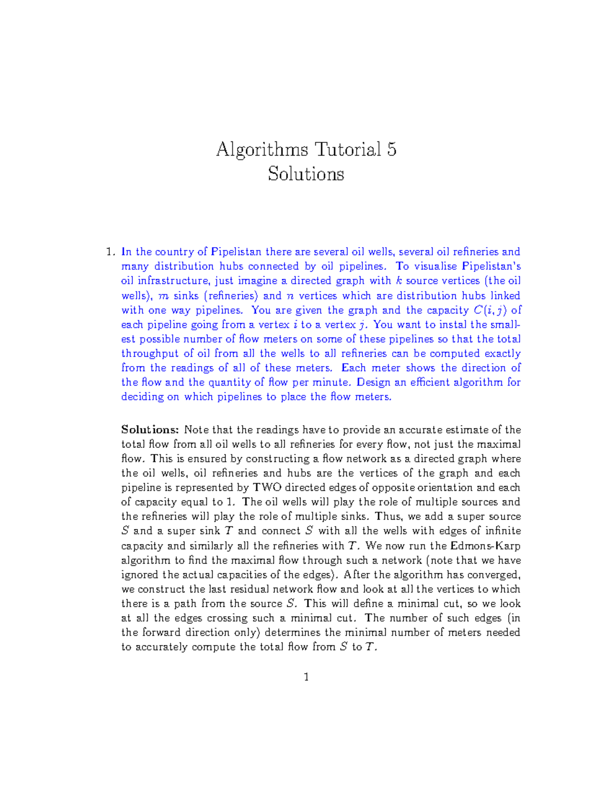 5 tutorial max flow-solutions - Algorithms Tutorial 5 Solutions In the ...