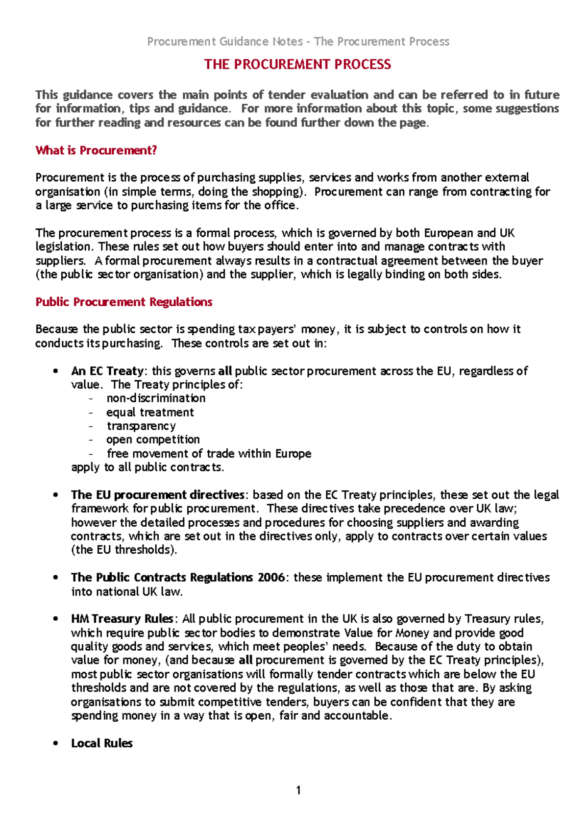 Procuremenrt-process - THE PROCUREMENT PROCESS This guidance covers the ...