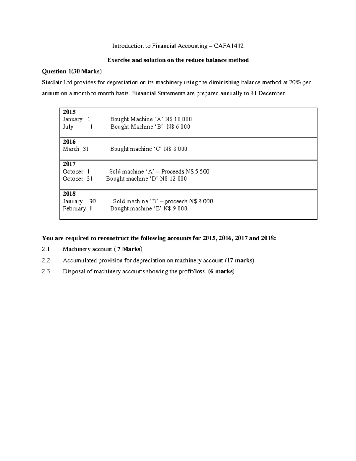 Quiz 1 solution - Answers to quiz one. - Introduction to Financial ...