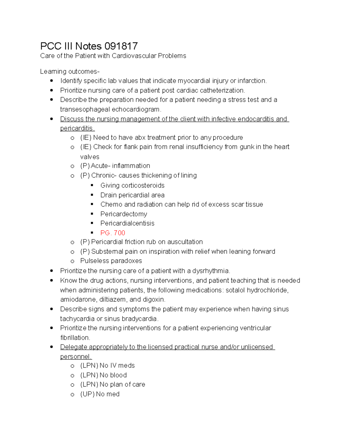 PCC III Notes 091817 - PCC III Notes 091817 Care of the Patient with ...