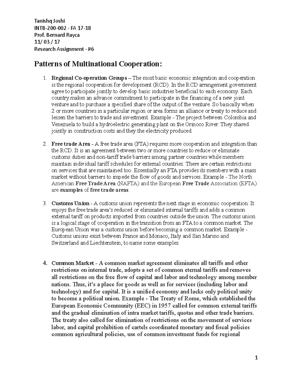 INTB Research Paper 6 - Bernard Rayca - Tanishq Joshi INTB-200-002 - FA ...