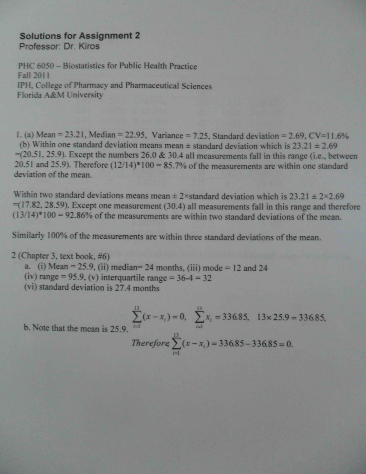 Homework Assignment 2 - PHC 6050 - Studocu